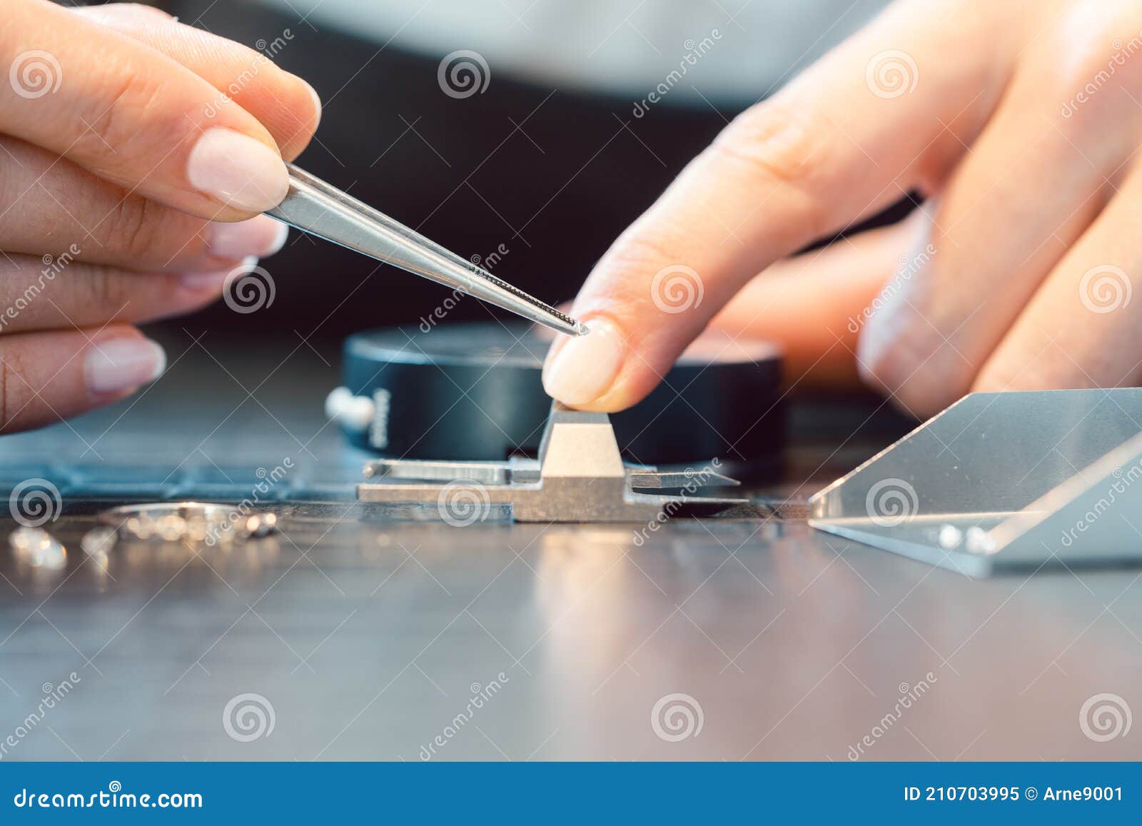Close-up of Jeweler Sorting Diamonds on Her Workbench Stock Image ...