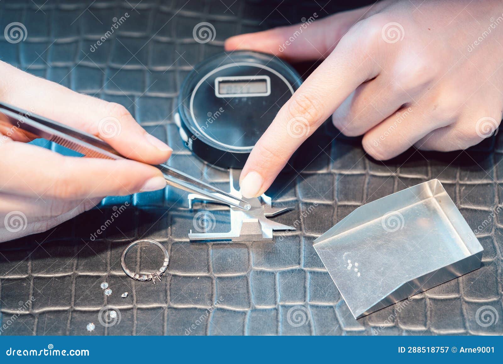 Close-up of Jeweler Sorting Diamonds on Her Workbench Stock Image ...