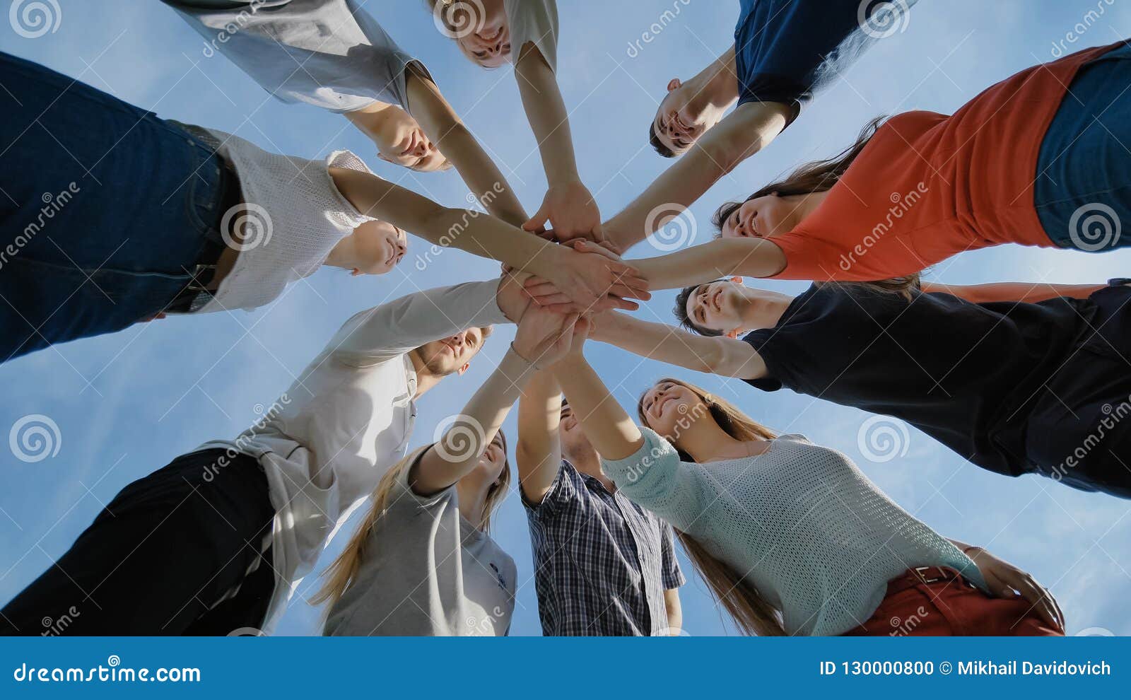 Close-up Join Hands Group Meeting, Young People Teamwork Concept. Stock ...