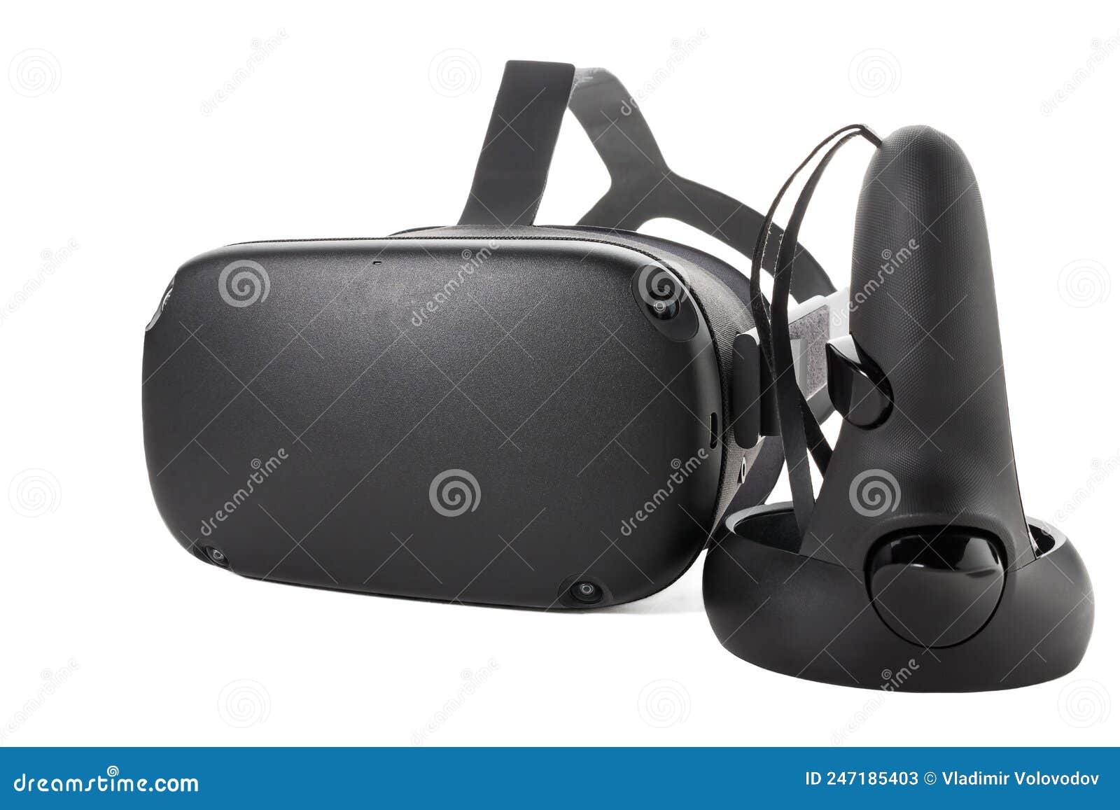 Close-up of Joystick and VR Helmet Isolated on White Background ...