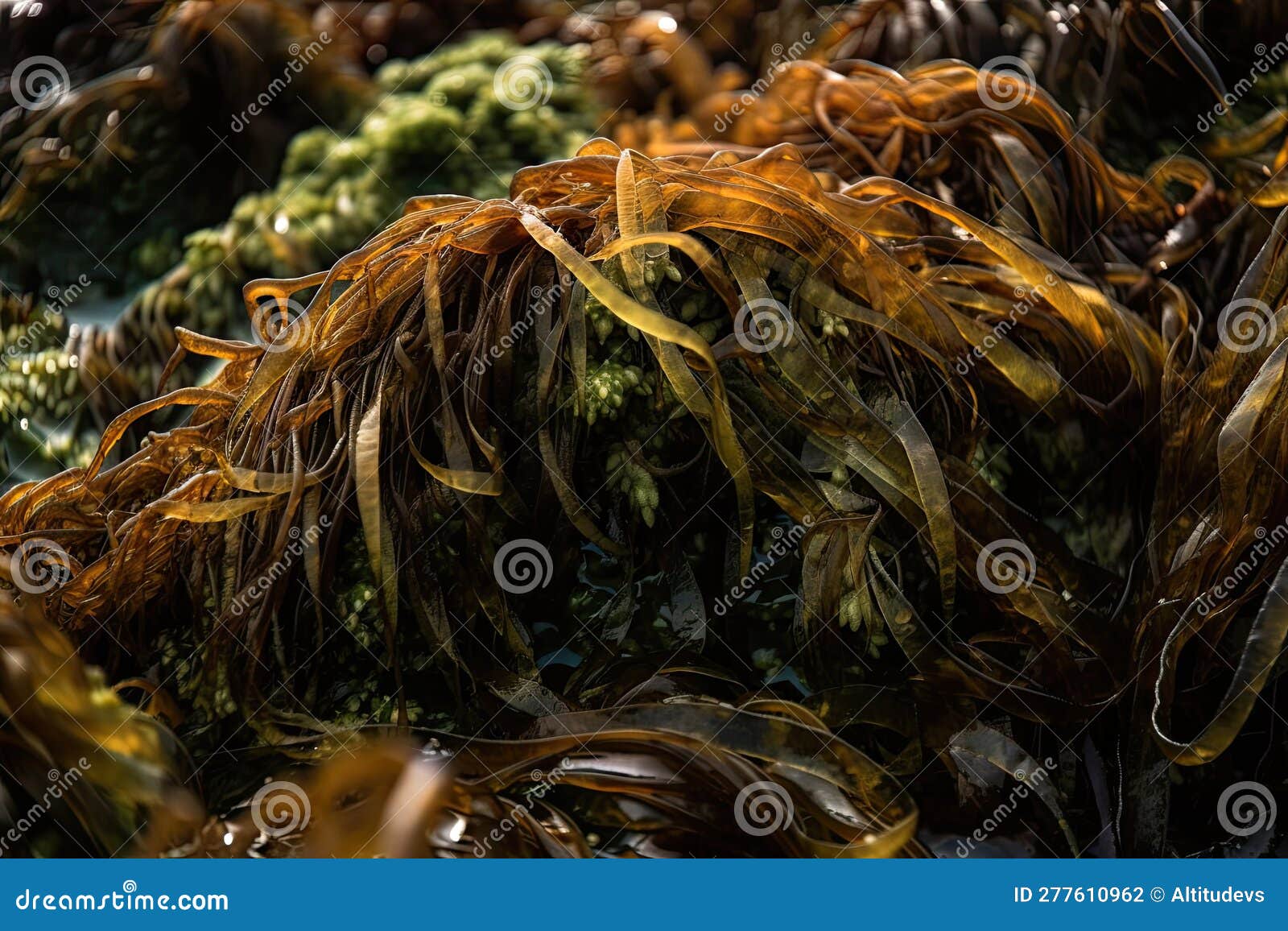 Close-up of Kelp Fronds and Their Feathery Texture Stock Illustration ...