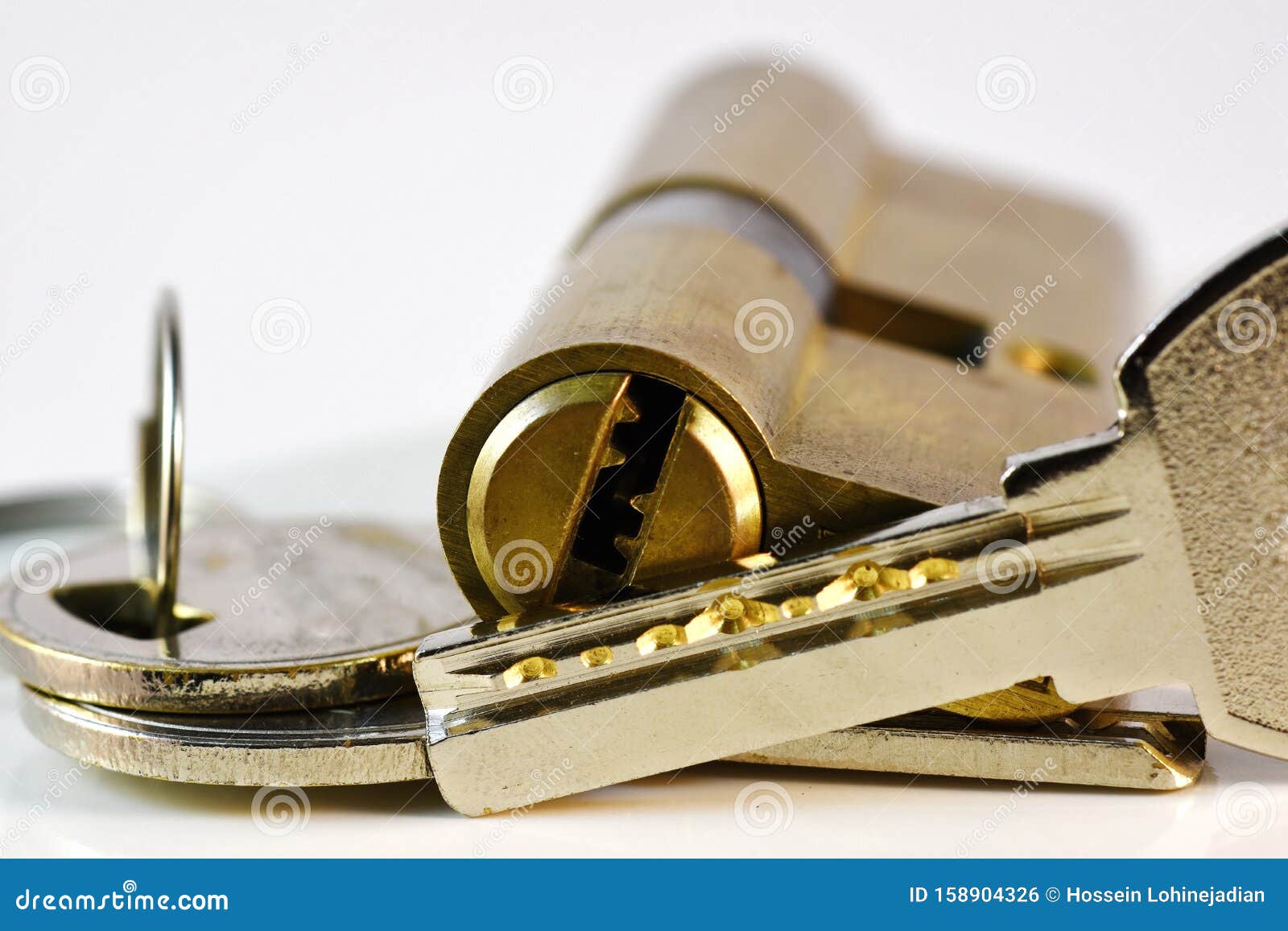 CLOSE UP KEY and LOCK stock photo. Image of holding - 158904326