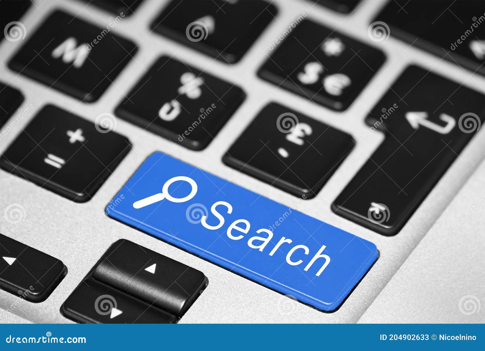 Close-up Computer Keyboard with Search Button Stock Illustration ...