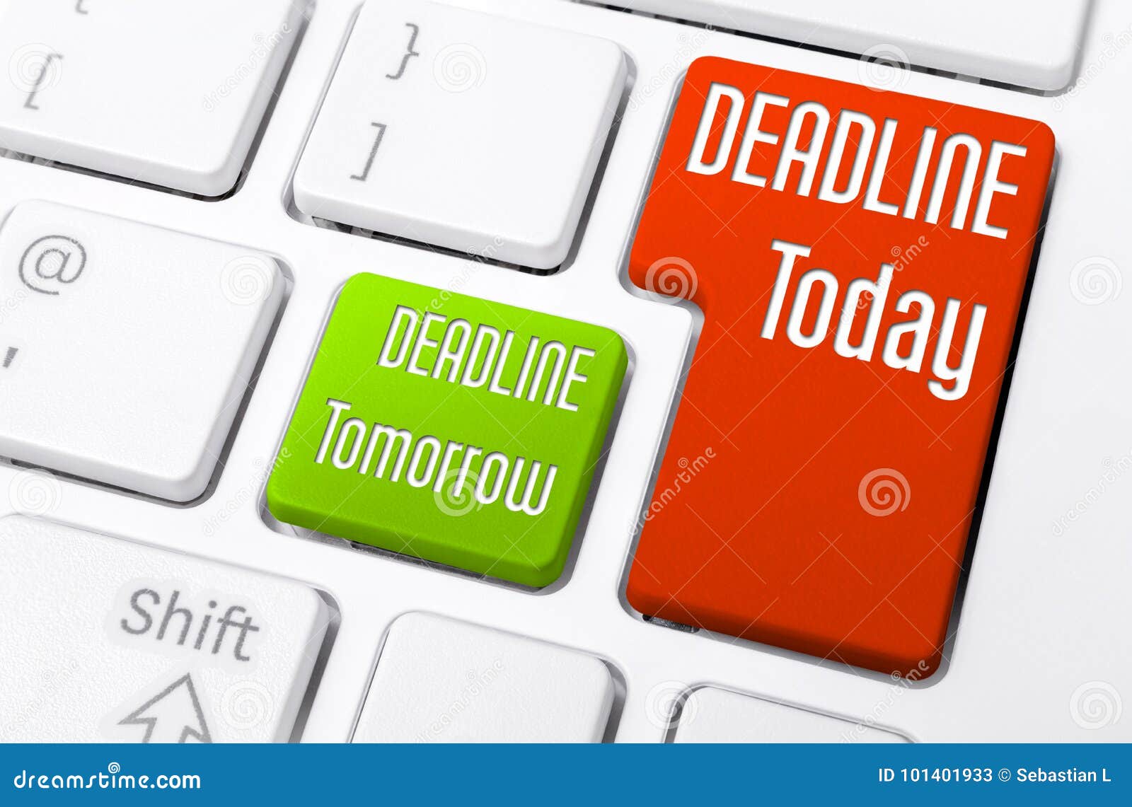 Close Up of a Keyboard with Deadline Today and Tomorrow Buttons Stock ...