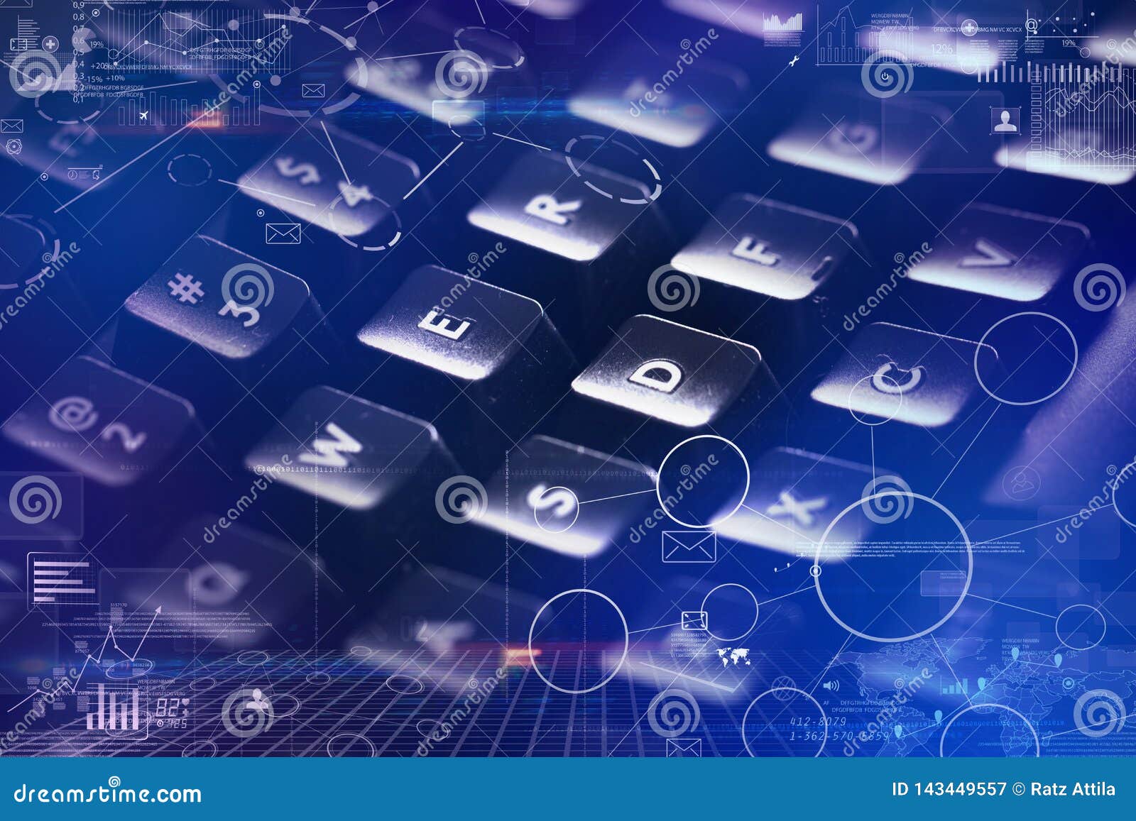 Close-up Keyboard with Link and Communication Concept Stock Image ...