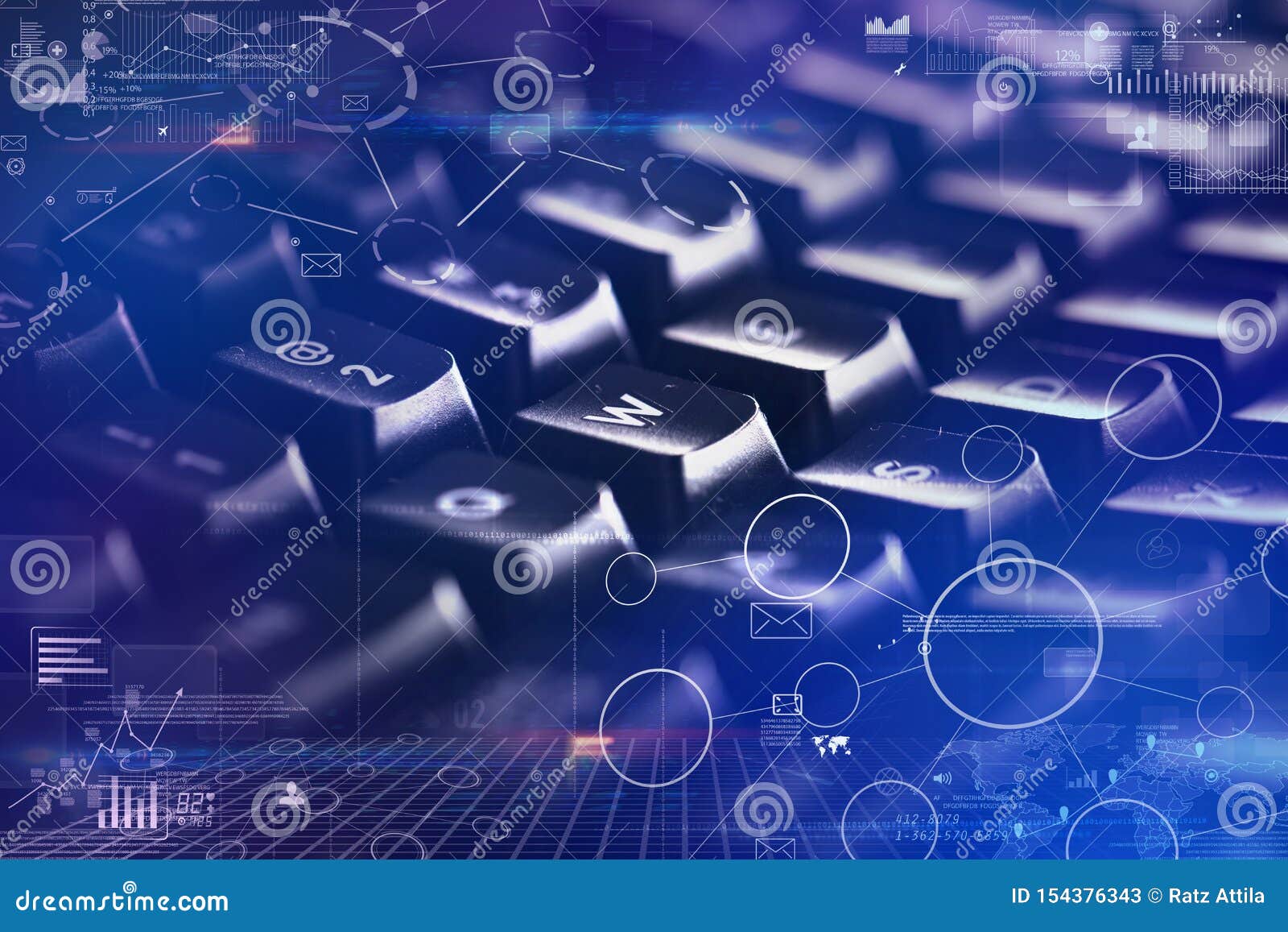 Close-up Keyboard with Link and Communication Concept Stock Image ...