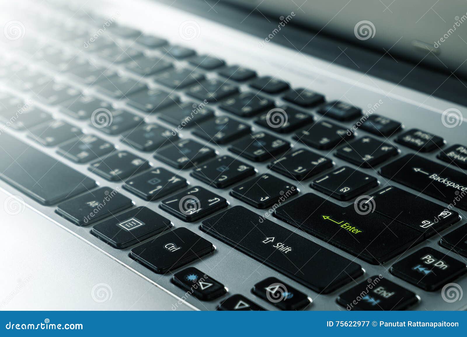 Close Up of Keyboard of a Modern Laptop Stock Image - Image of typing ...