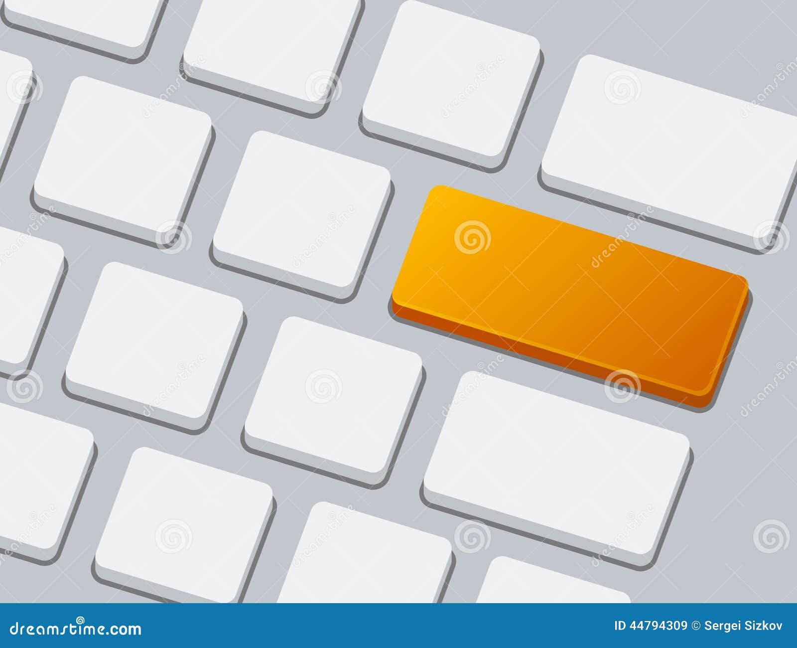 Close Up of Keyboard with One Orange Blank Button Stock Vector ...