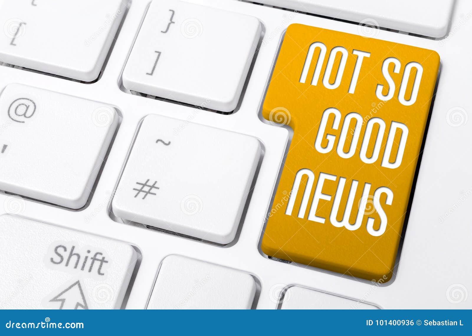 Close Up of a Keyboard with the Orange Button Not so Good News Stock ...