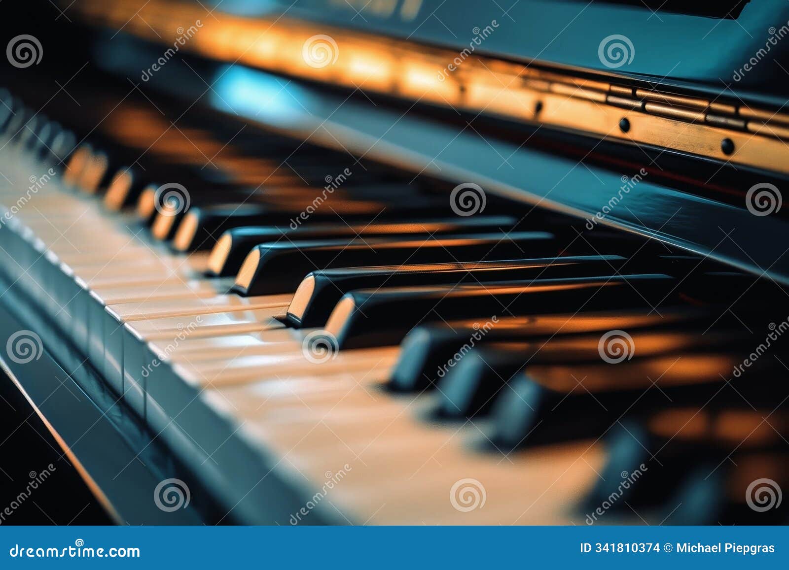 A Close - Up Of Two Octaves Of A Black Piano Keyboard, Volumetric ...