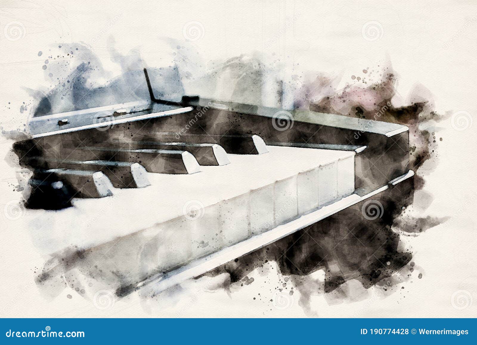 Close-up of Keyboard of Piano in Watercolors Stock Photo - Image of ...