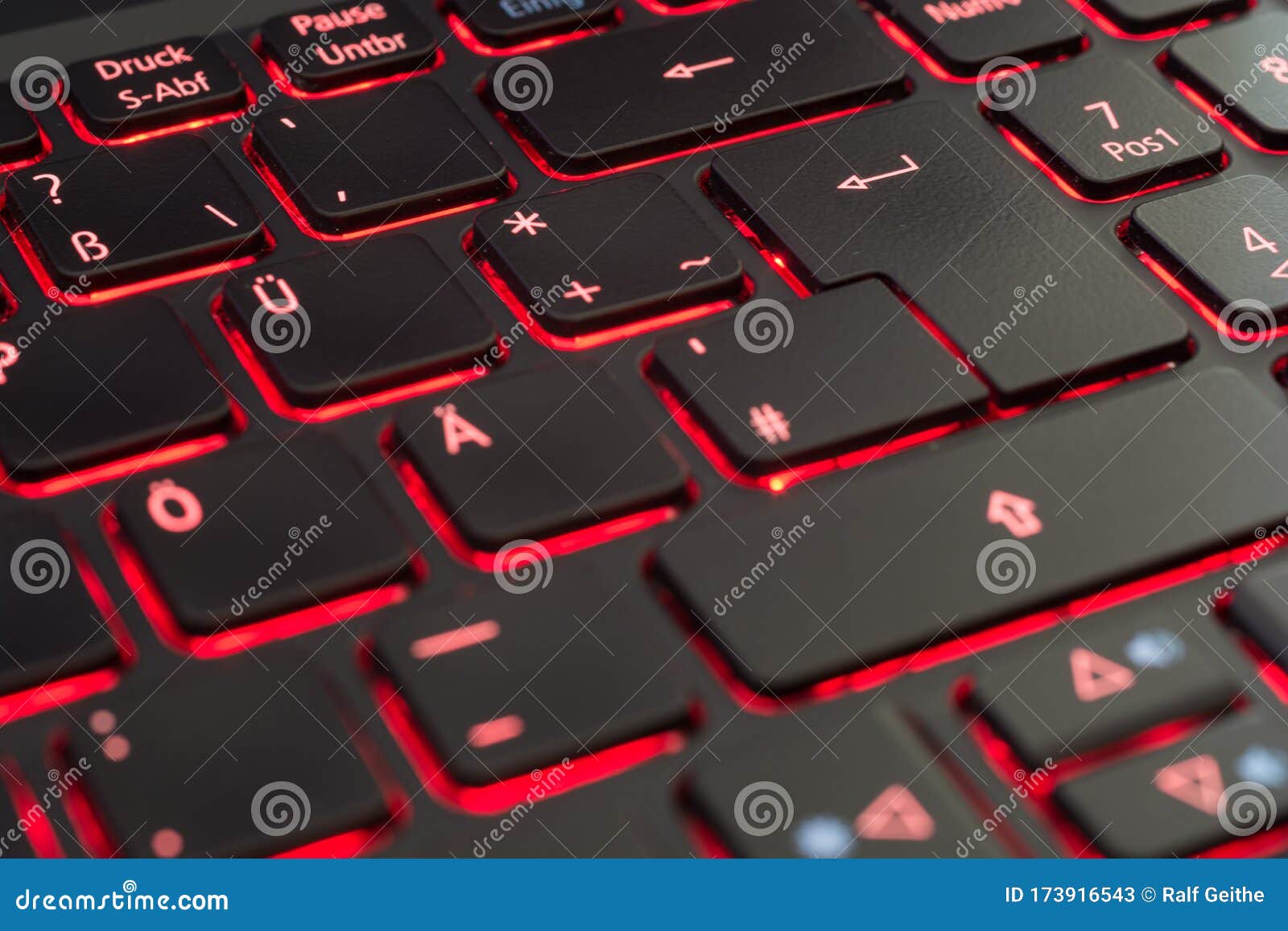 Red Lighted Keyboard of a Notebook Stock Image - Image of keys, online ...