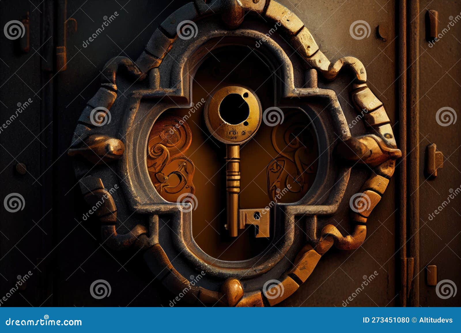 Close-up of a Keyhole, with the Key Still Inserted Stock Illustration ...