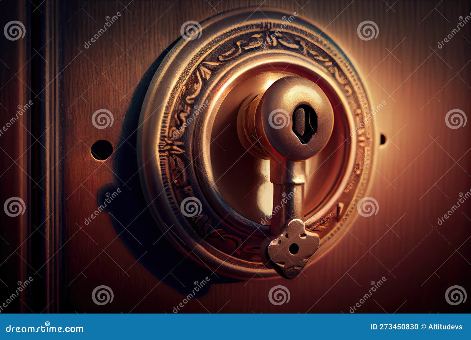 Close-up of a Keyhole with a Single Key in the Lock, Providing Visual ...