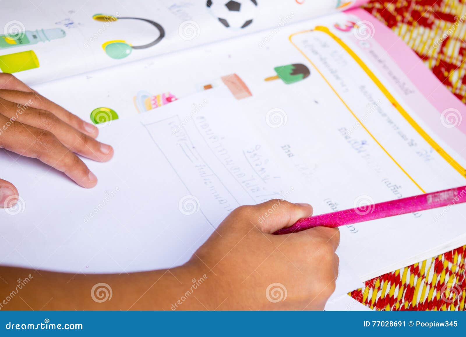 Close Up Kids Doing Homework Stock Image - Image of calculation, face ...