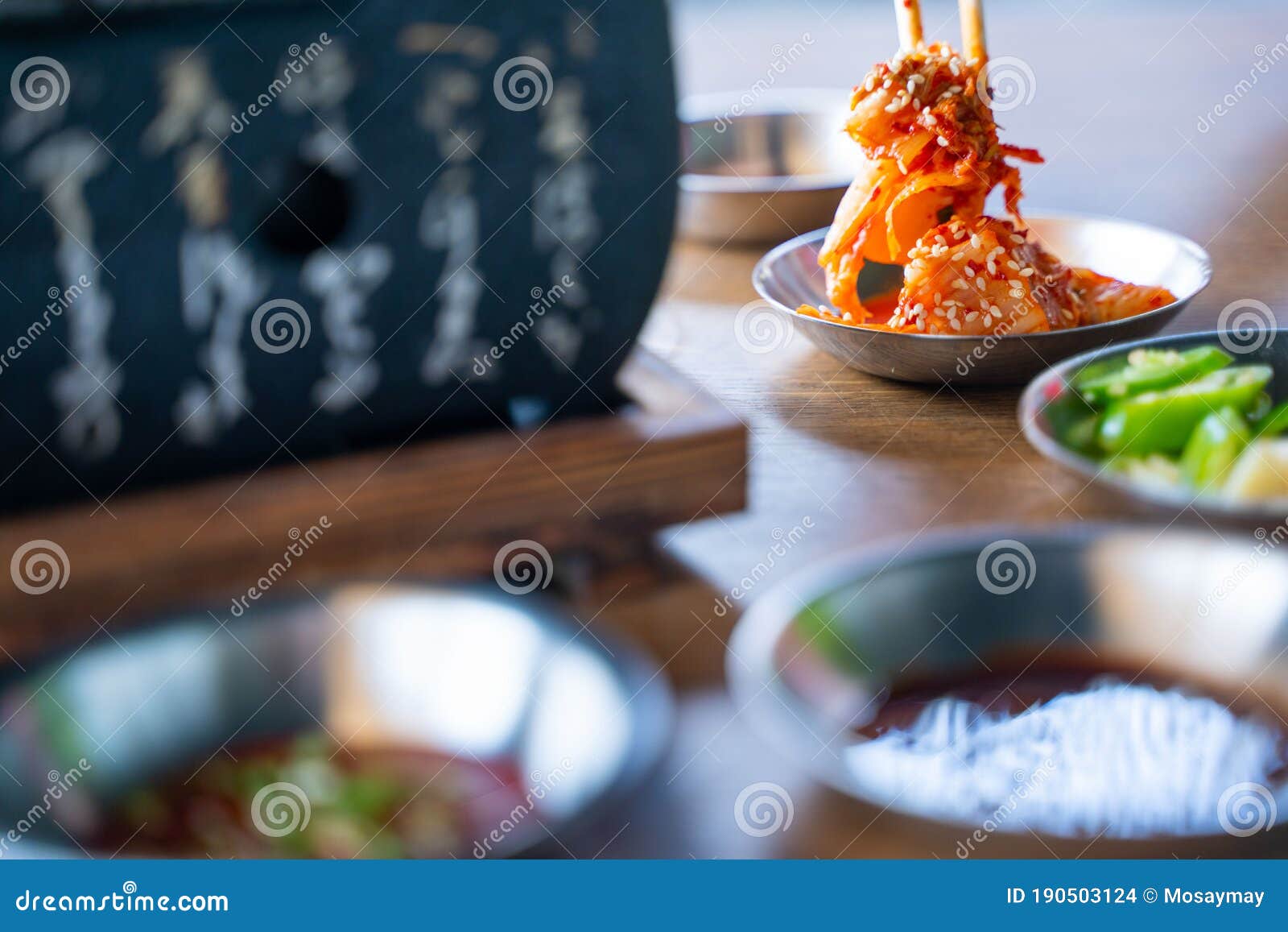 Close Up Kimchi in Korean BBQ Set Stock Photo - Image of sauce, chili ...