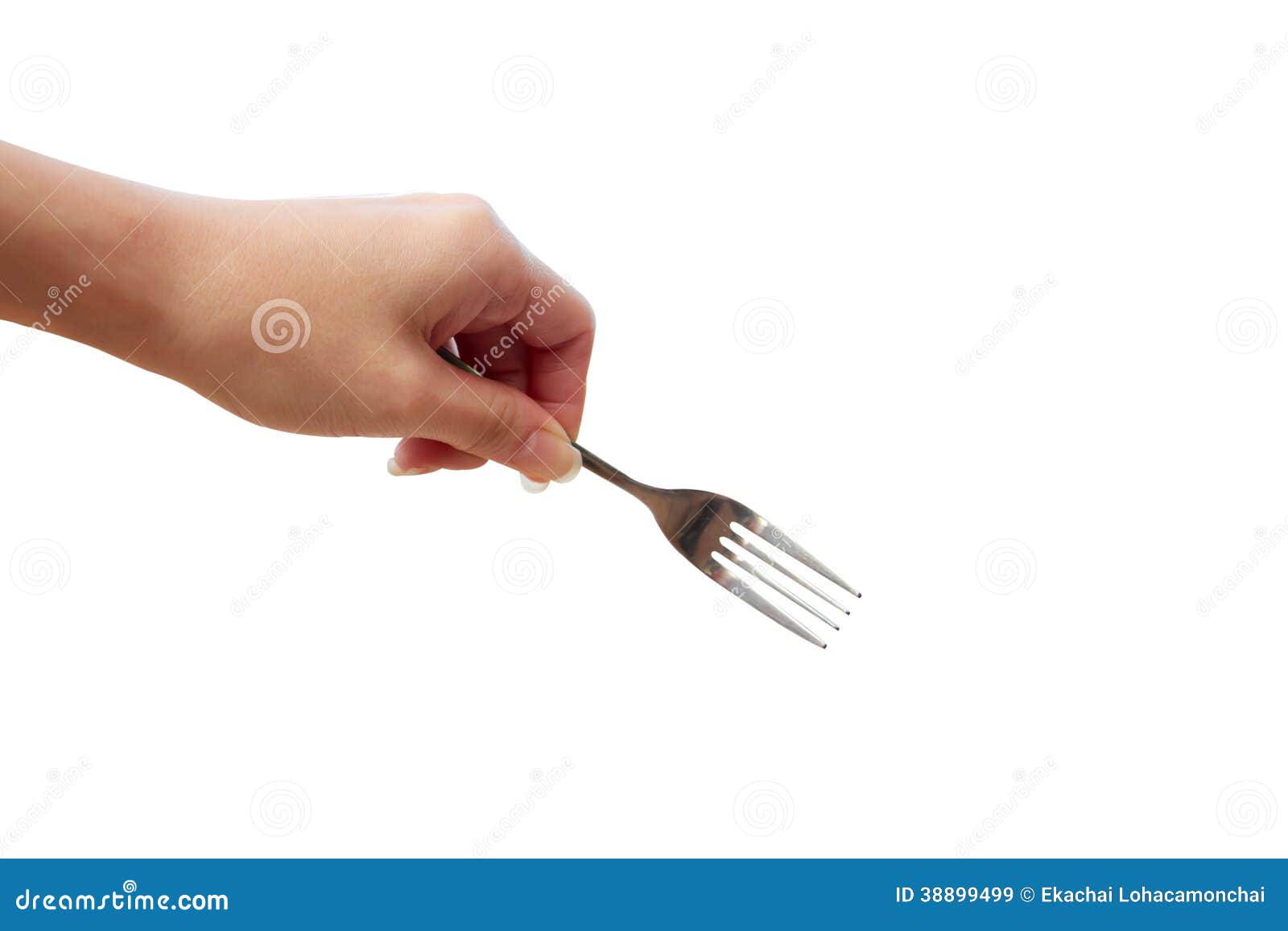Close Up of Kitchen Fork in Hand. Isolated Stock Image - Image of ...