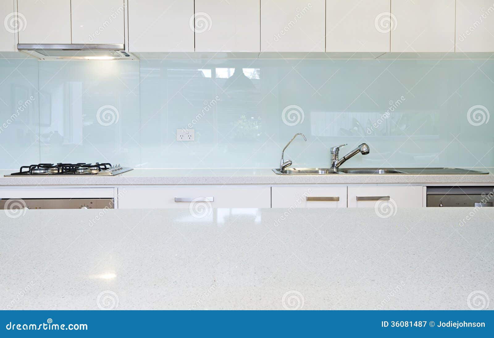 Close Up Kitchen Splashback Bench Stock Image - Image of domestic, aqua ...