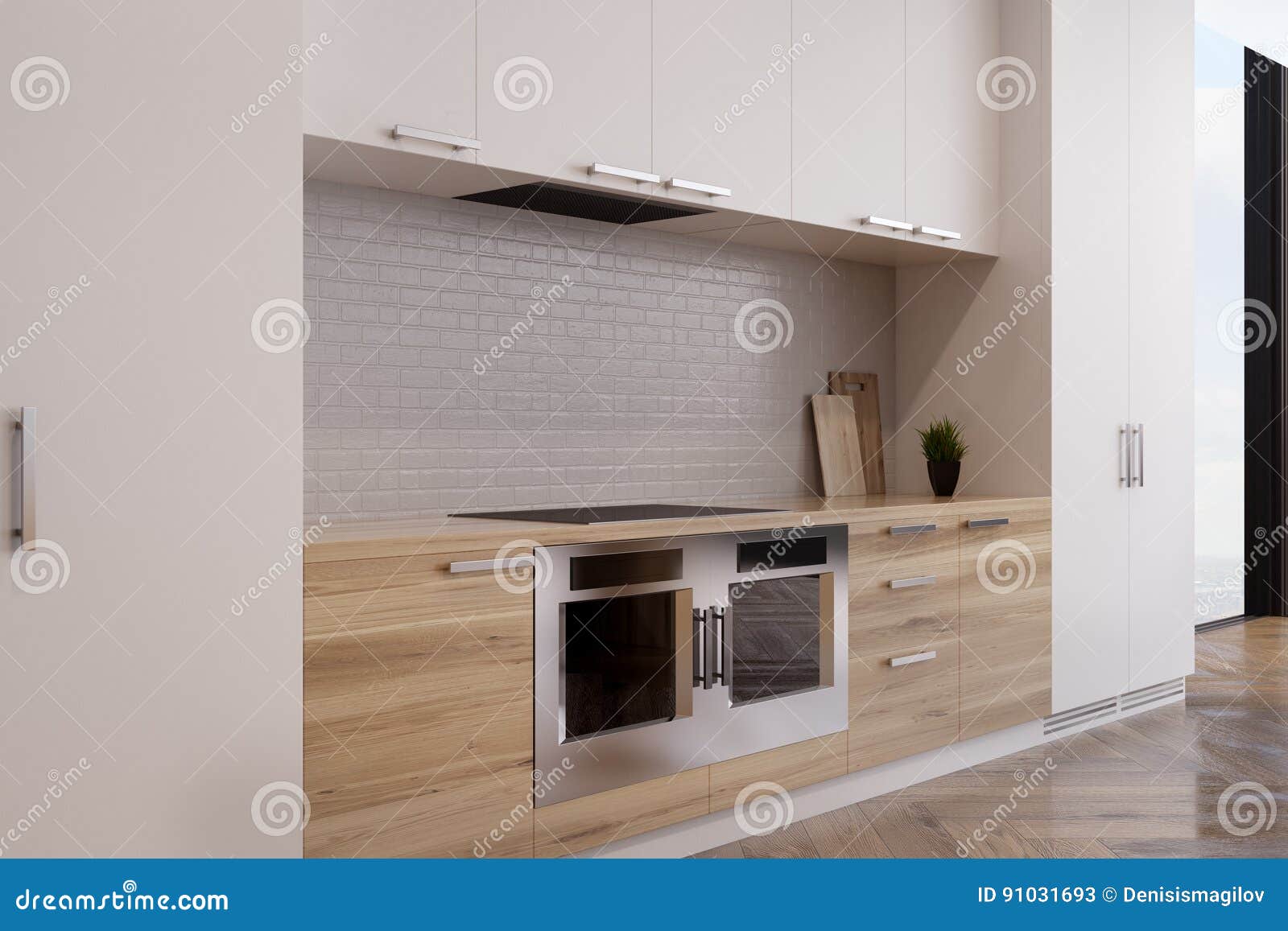 Close Up of Kitchen with Two Ovens Stock Illustration - Illustration of ...