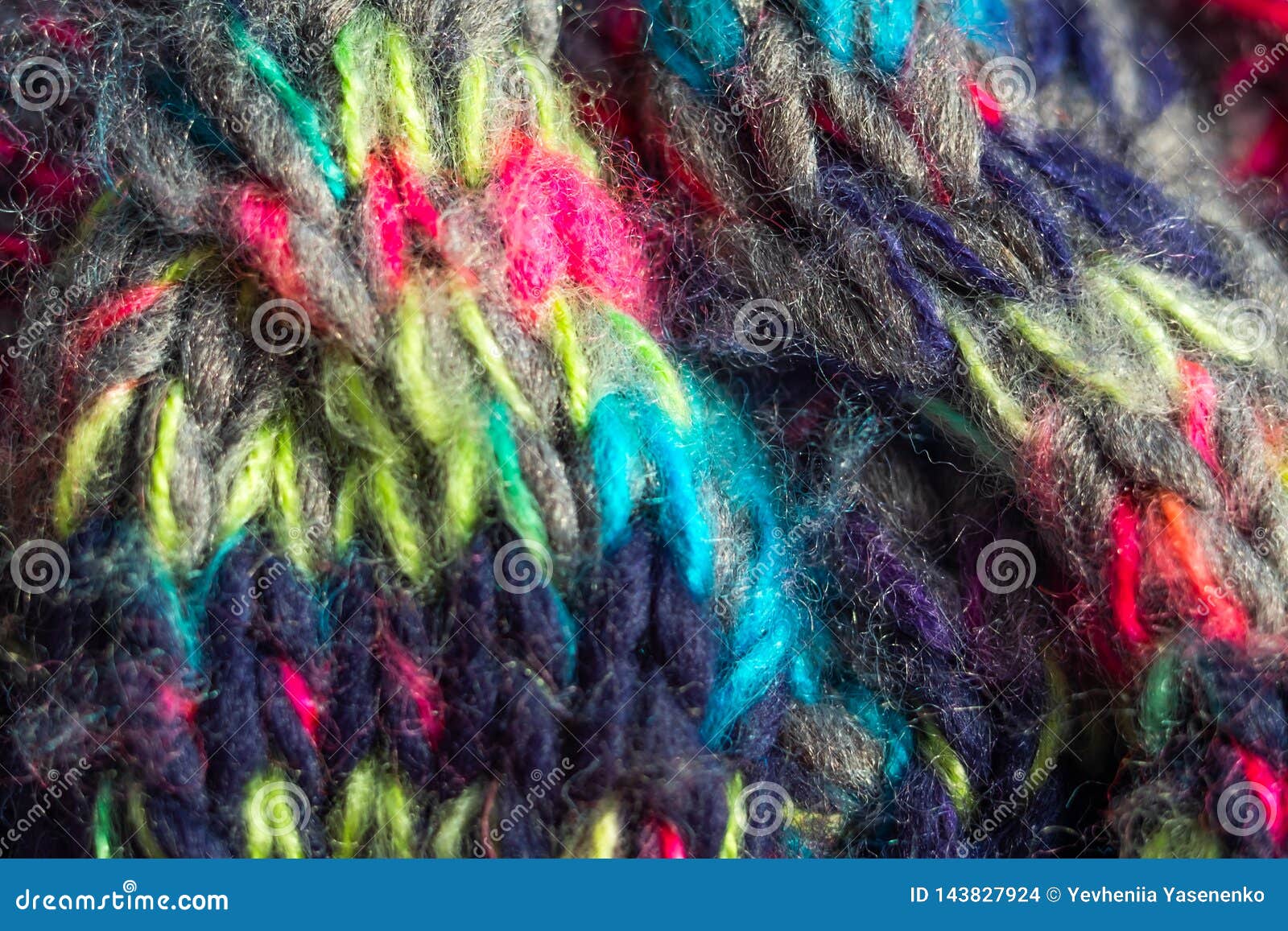Close-up Knit Stitching Close-up, Handmade Woolen Fabric. Stock Photo ...