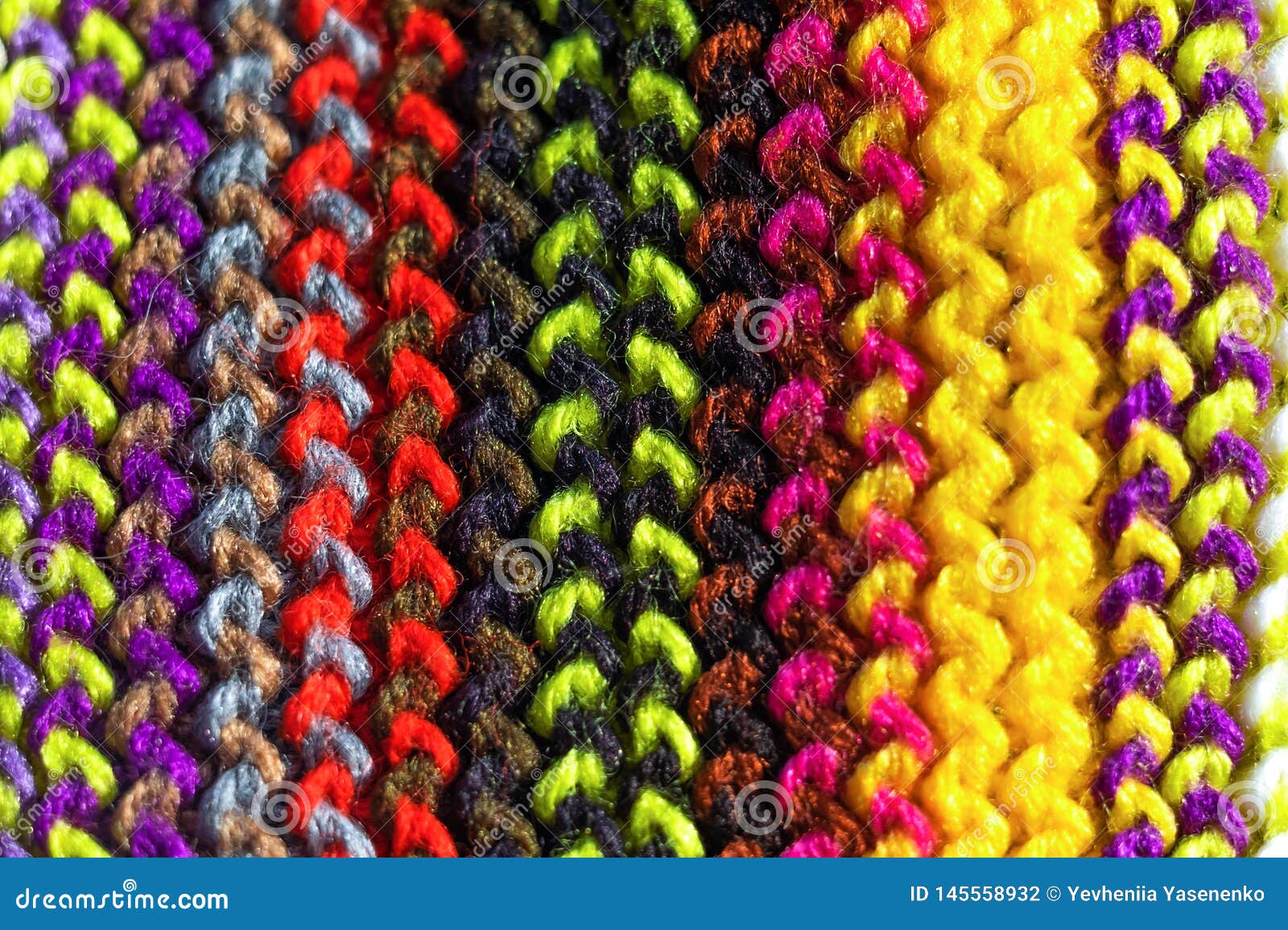 Close-up Knit Stitching , Handmade Woolen Fabric. Stock Photo - Image ...