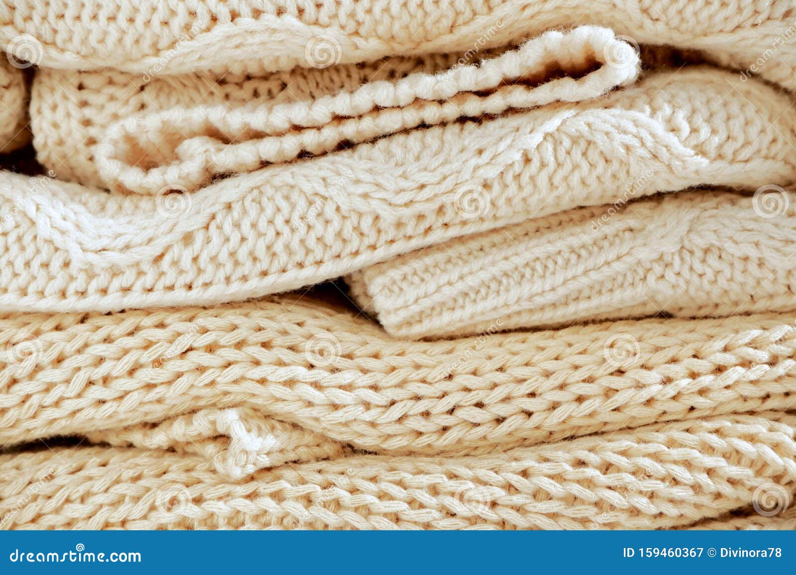 Close-up of Knitted Clothes in Warm Beige Shades with a Different ...