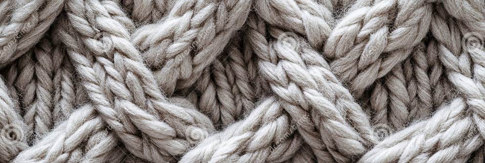 Close-up of Knitted Wool Texture with Interlocking Cable Patterns Stock ...