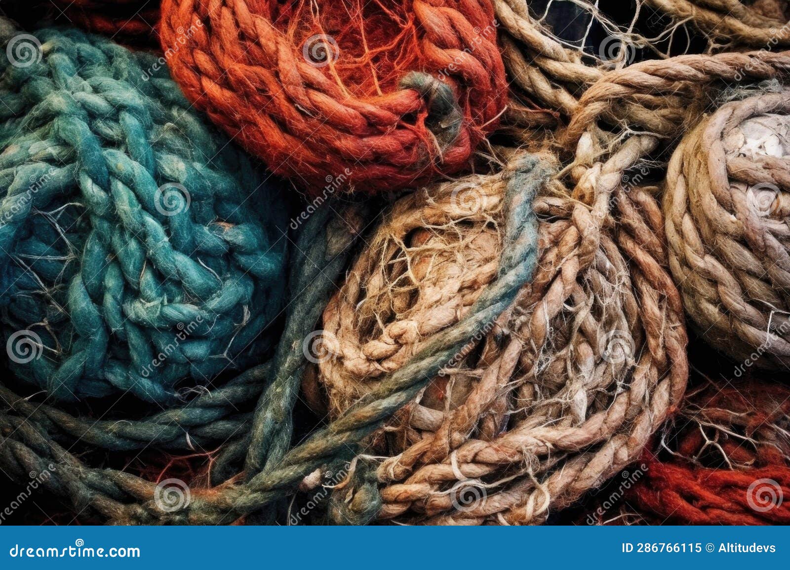 Close-up of Knots and Texture in Weathered Fishing Nets Stock Image ...