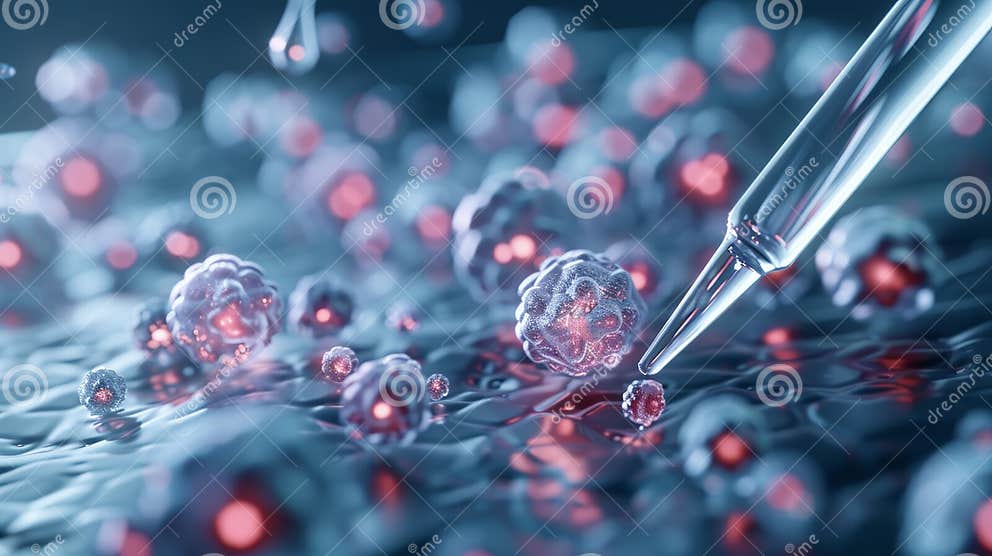 Close-up of Laboratory Experiment with Pipette, Droplets, and Molecular ...