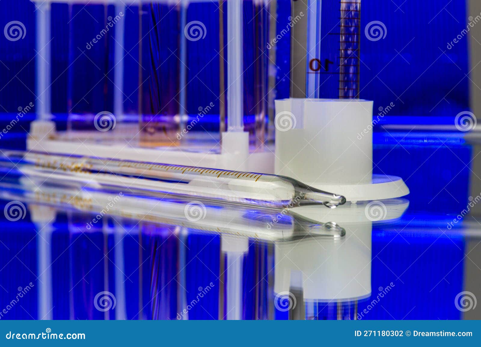 Close Up of a Laboratory Glass Pipette with Emerging Drop. Stock Photo ...