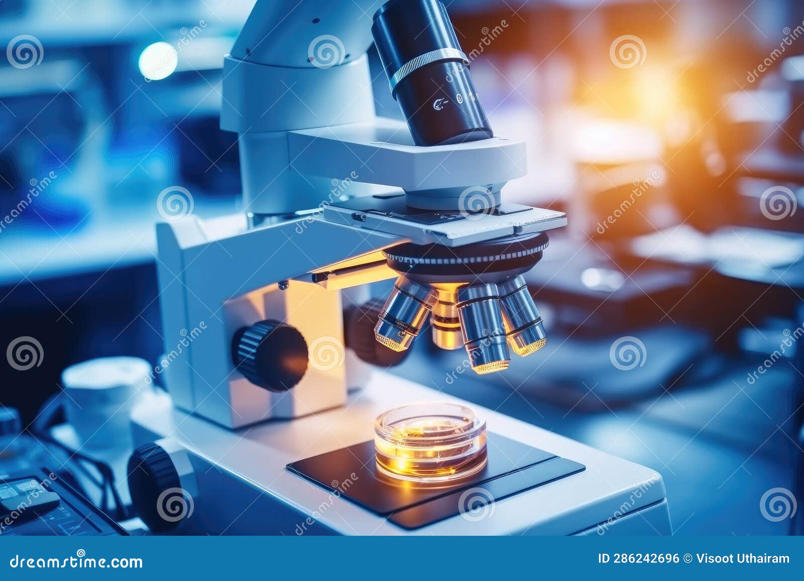 Close Up of Laboratory Microscope, Research Experiments Stock ...