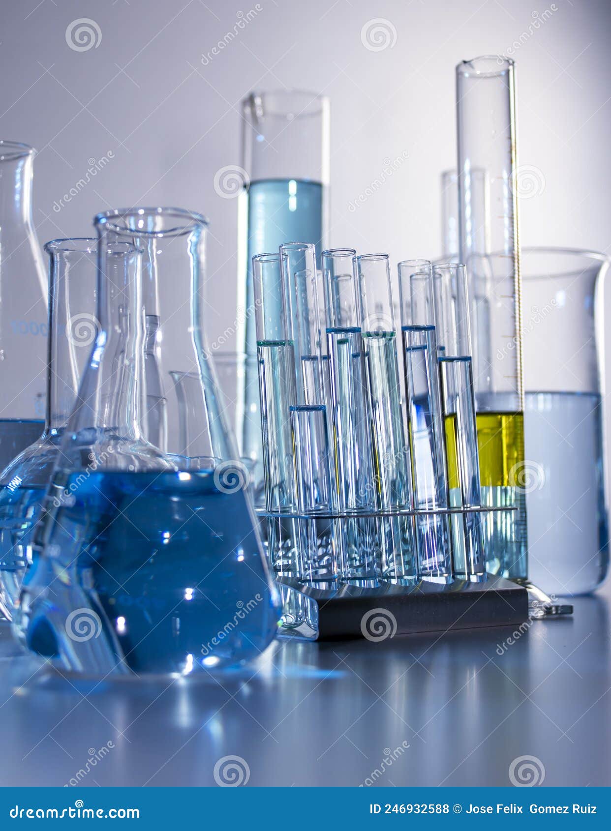 Close Up of Labware Such As Beaker, Flask, Graduated Cylinders and Test ...