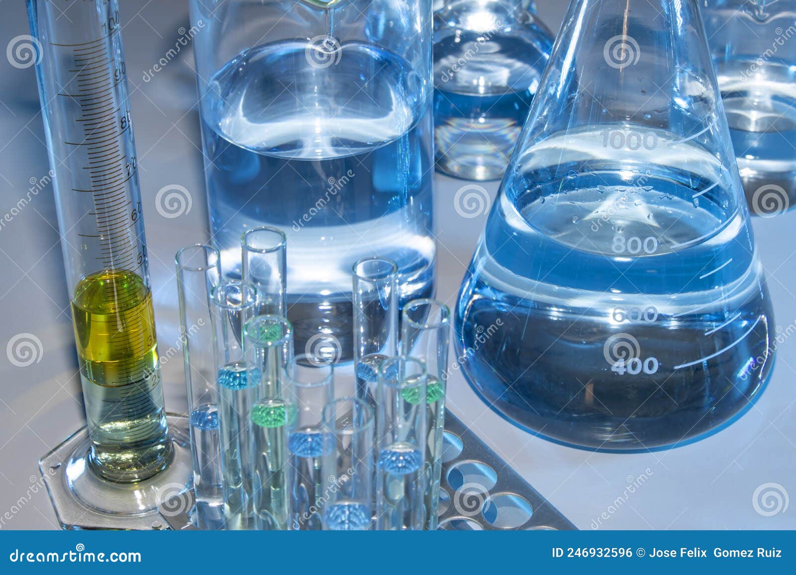 Close Up of Labware Such As Beaker, Flask, Graduated Cylinders and Test ...