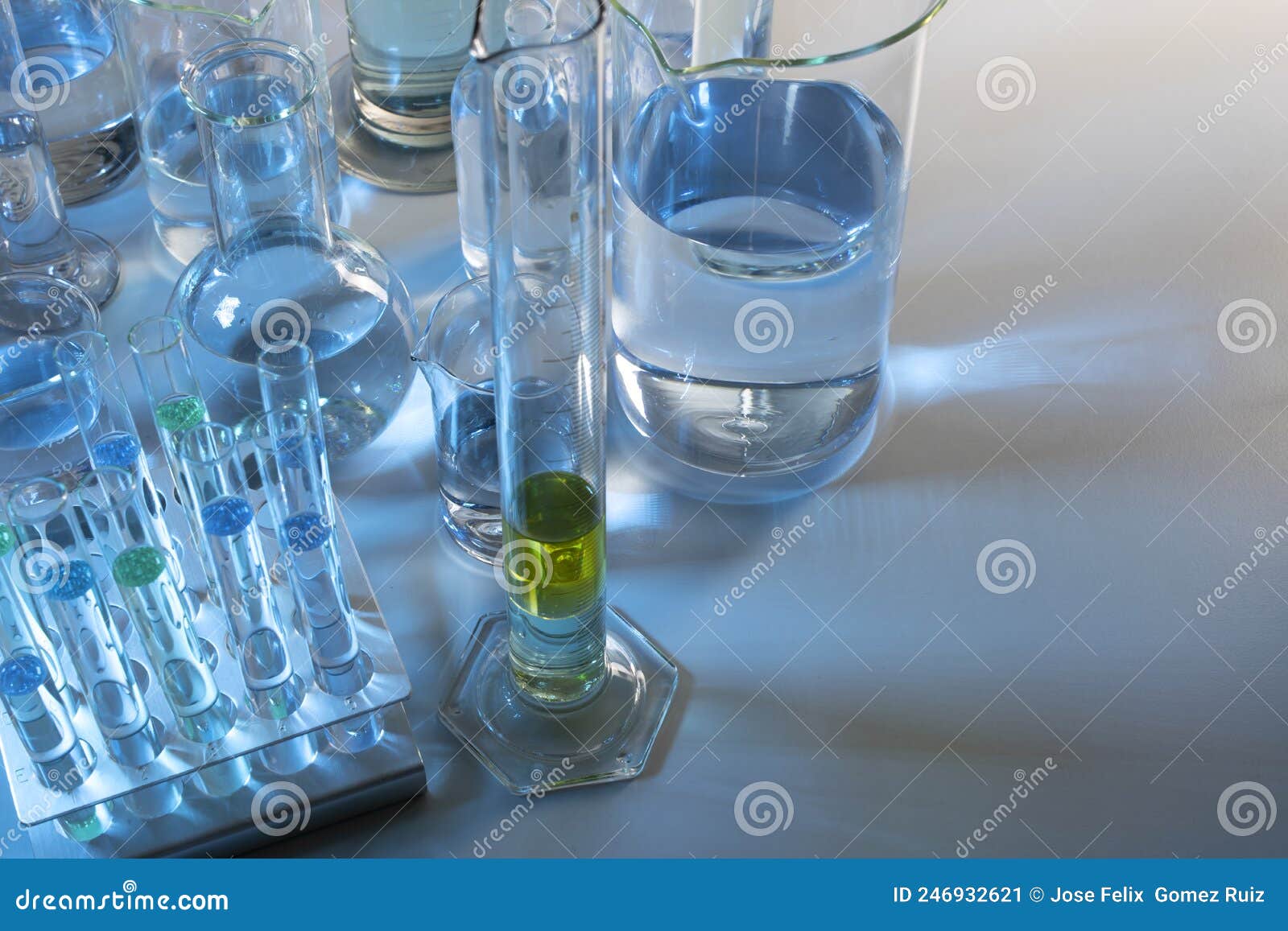 Close Up of Labware Such As Beaker, Flask, Graduated Cylinders and Test ...