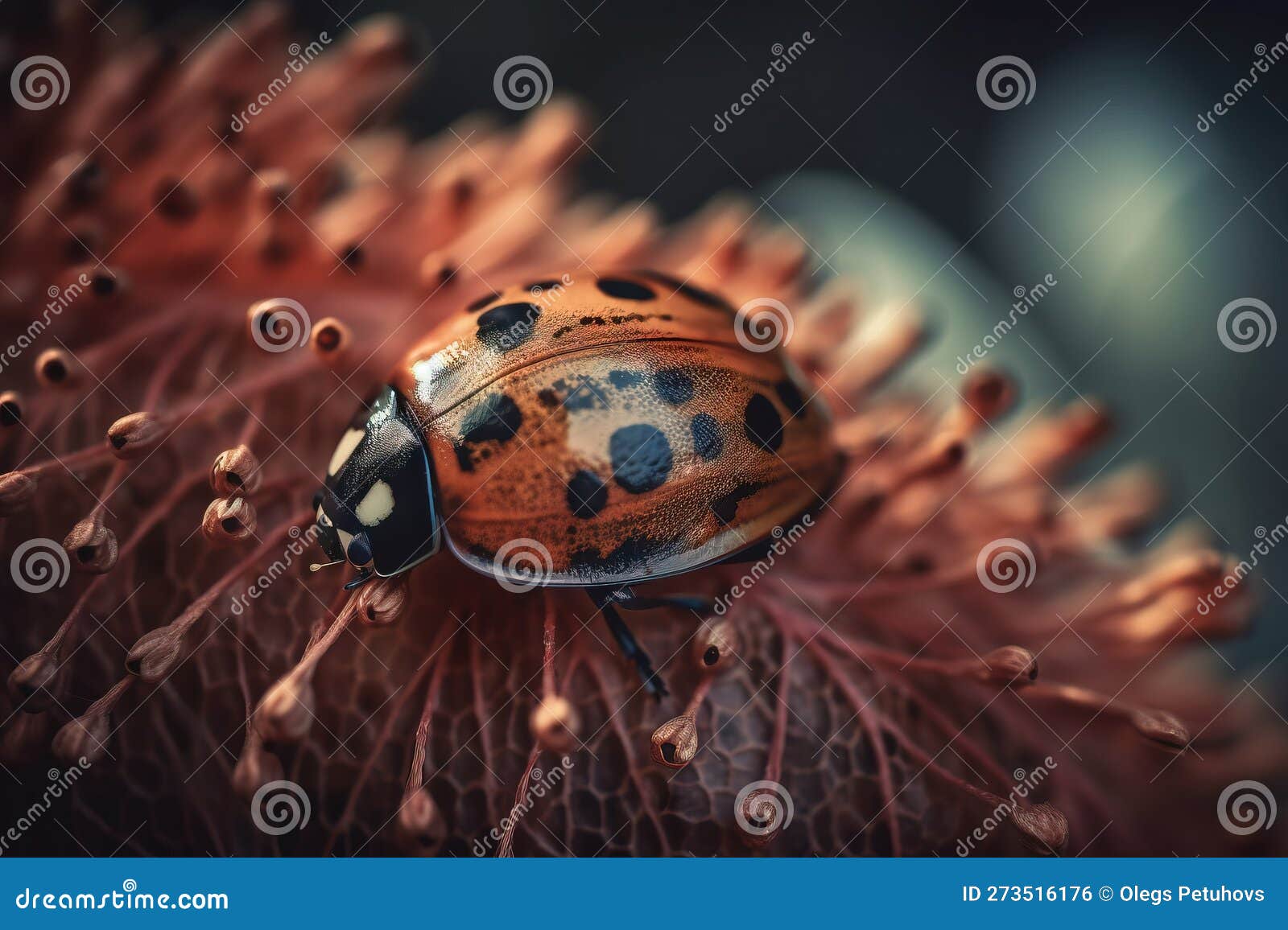A Close Up of a Lady Bug on a Plant with Lots of Leaves Stock ...