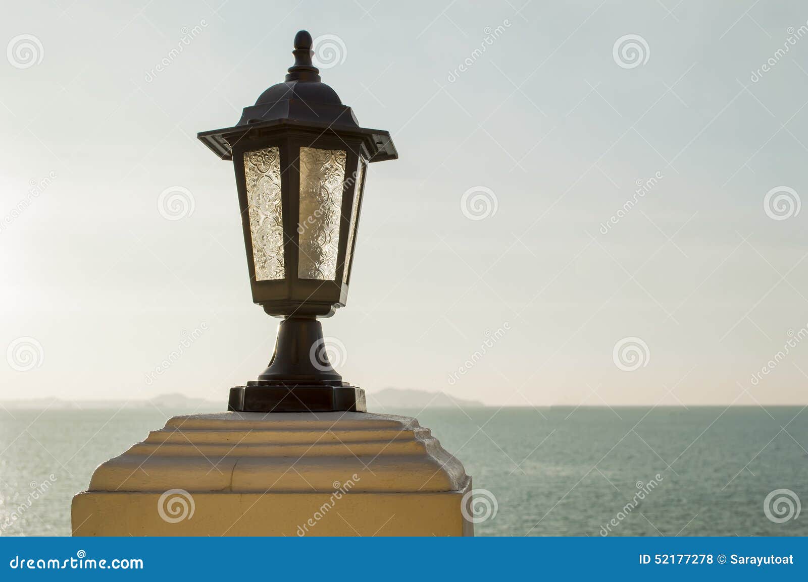Close up lamp post and sea stock photo. Image of illuminate - 52177278