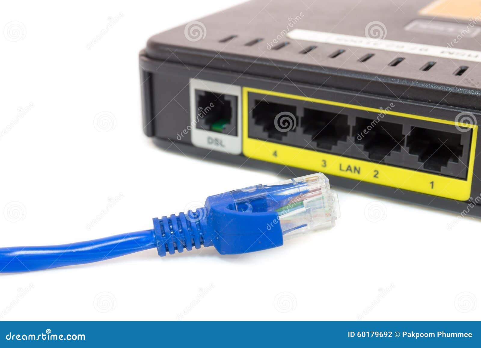 Close Up LAN UTP RJ45 Cat5e in Front of ADSL Router Stock Photo - Image ...