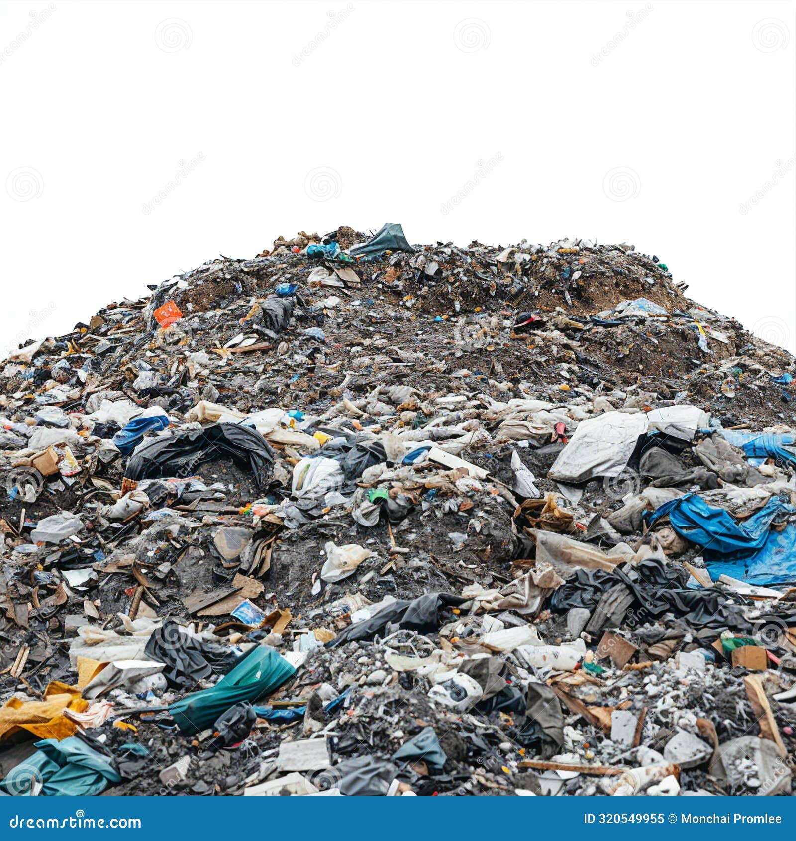 Close-up a Landfill with Piles of Garbage, Isolated on a White ...