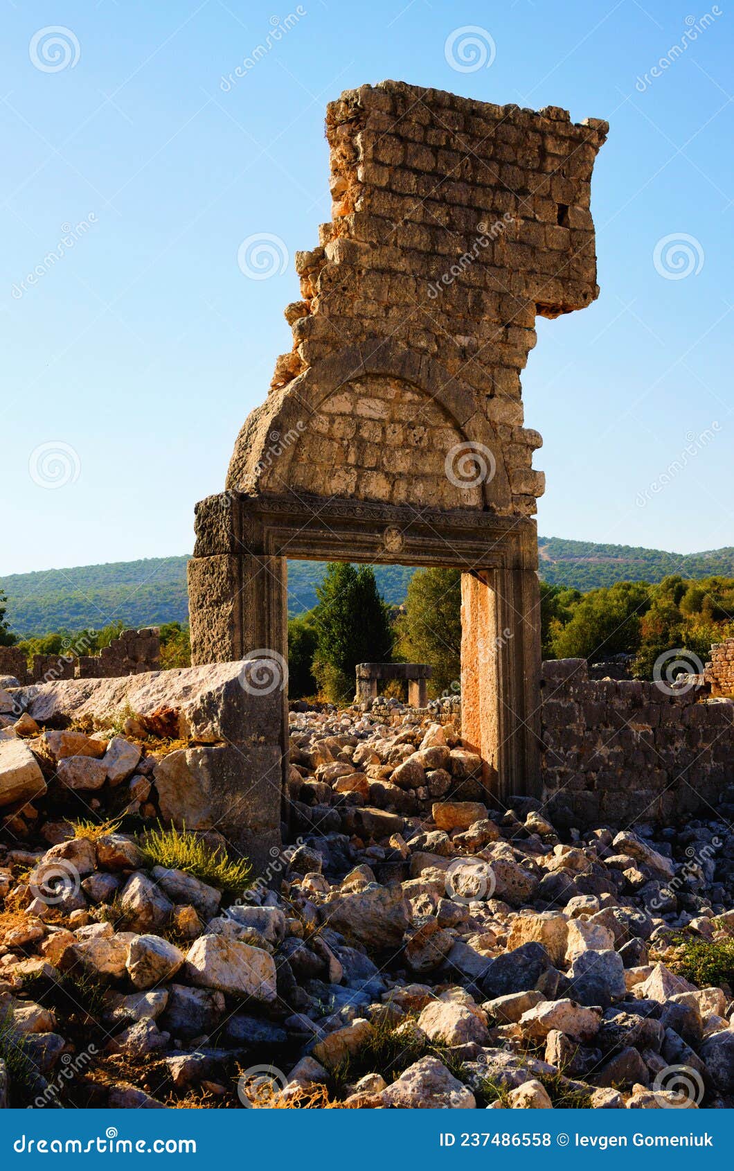 Close-up Landscape View Ruins of Antique City. Kanlidivane Ancient City ... Close-up Landscape View Ruins of Antique City. Kanlidivane Ancient City ...