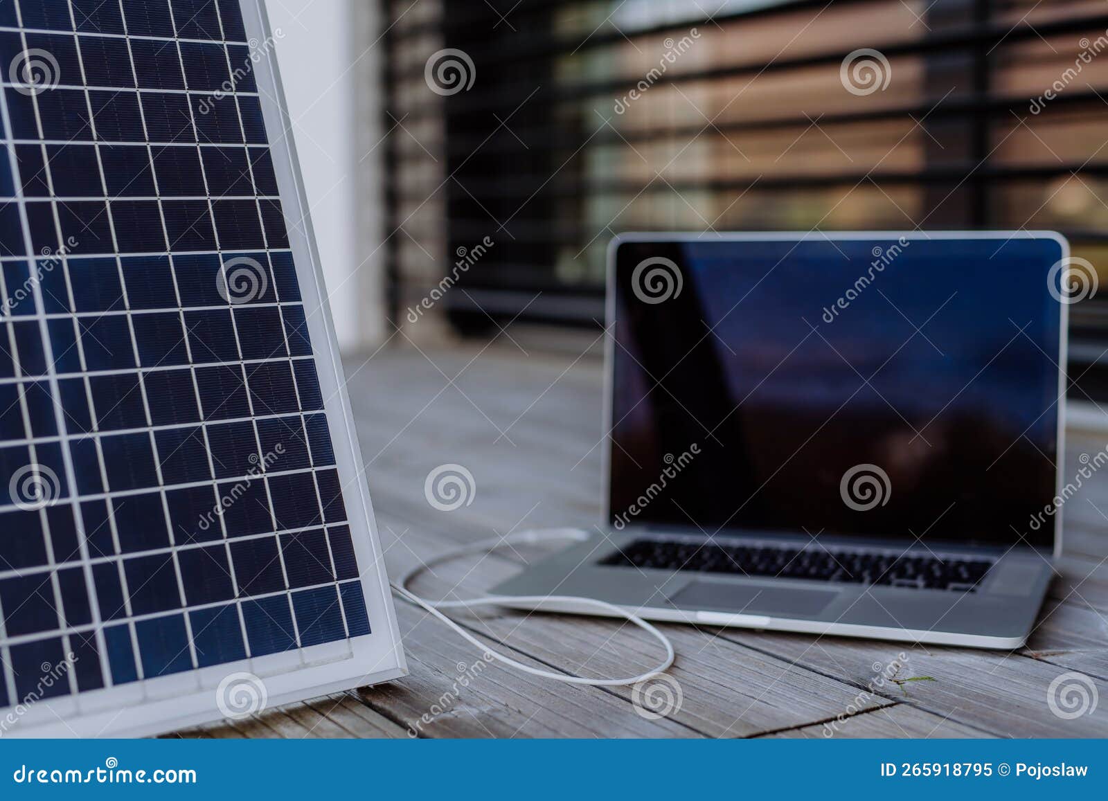 Close-up of Laptop Charging Trough Solar Panel. Stock Image - Image of ...