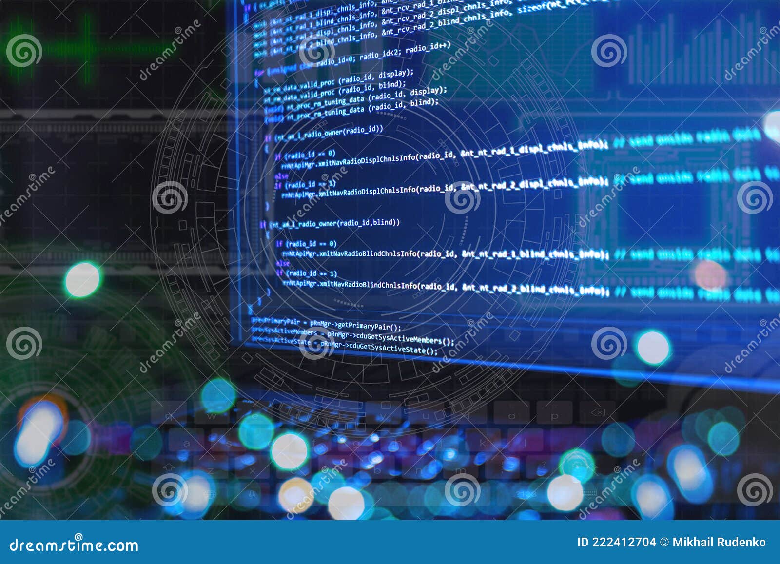 Close Up Laptop Computer Screen With A Programming Code Creating Stock