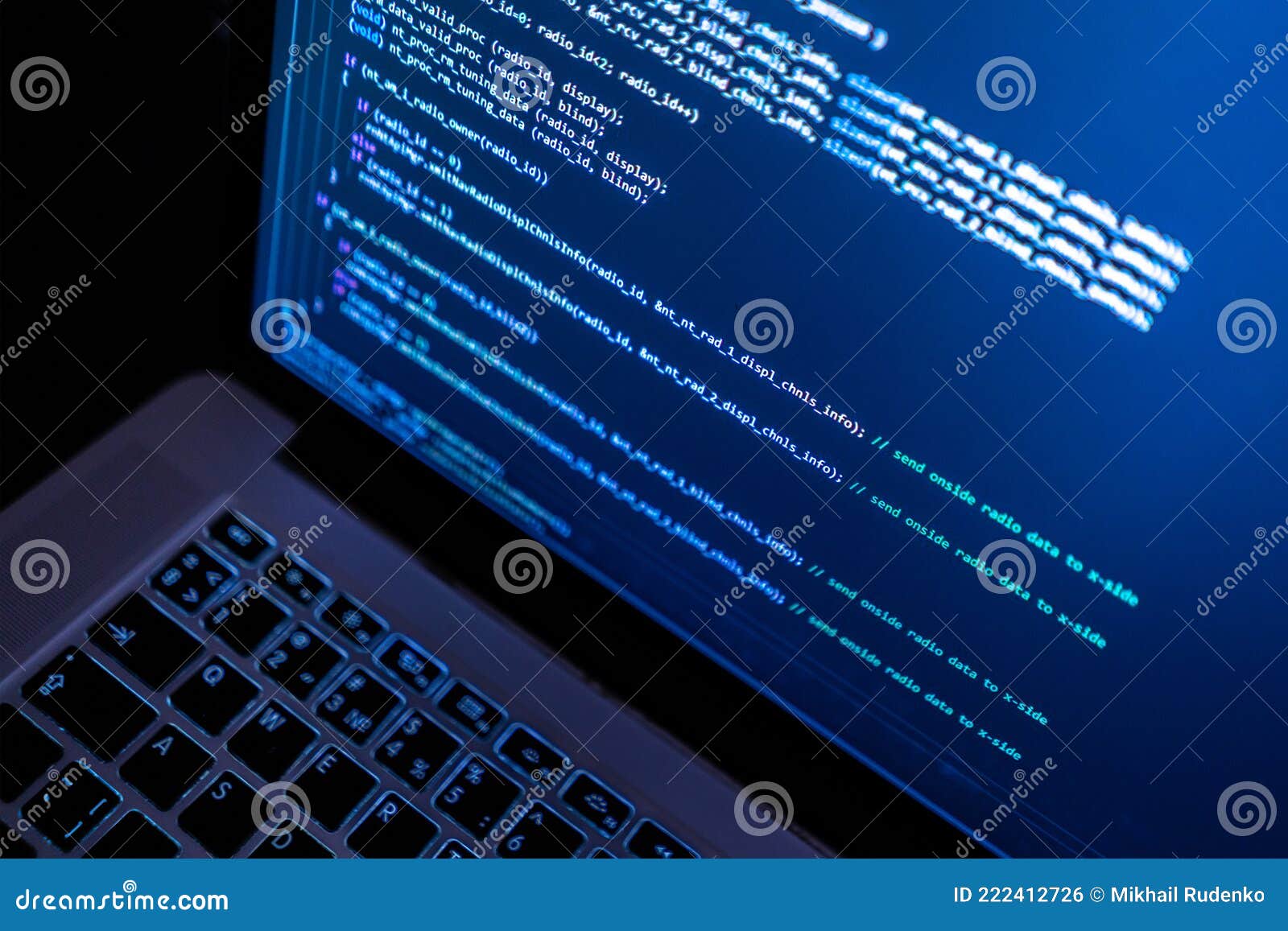 Close Up Laptop Computer Screen with a Programming Code Creating Stock Photo - Image of data ...