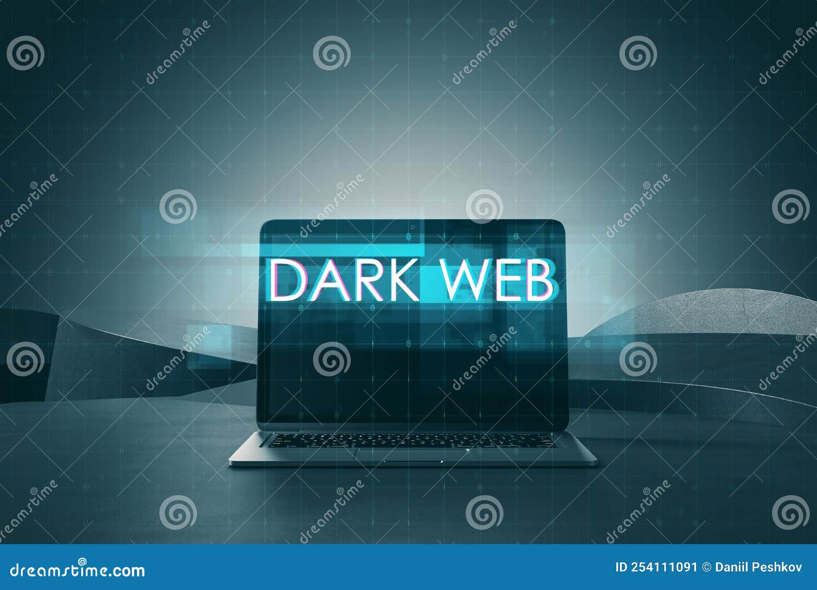 Close Up of Laptop with Creative Digital Text Hologram on Background ...