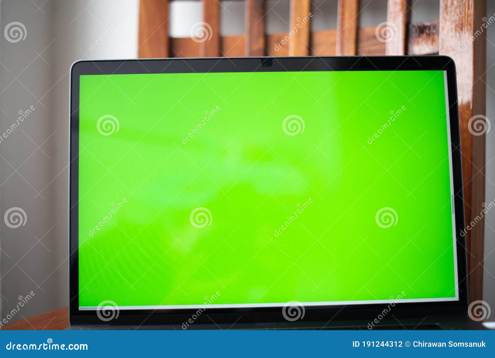Close Up Laptop with Green Screen Stock Photo - Image of creative ...