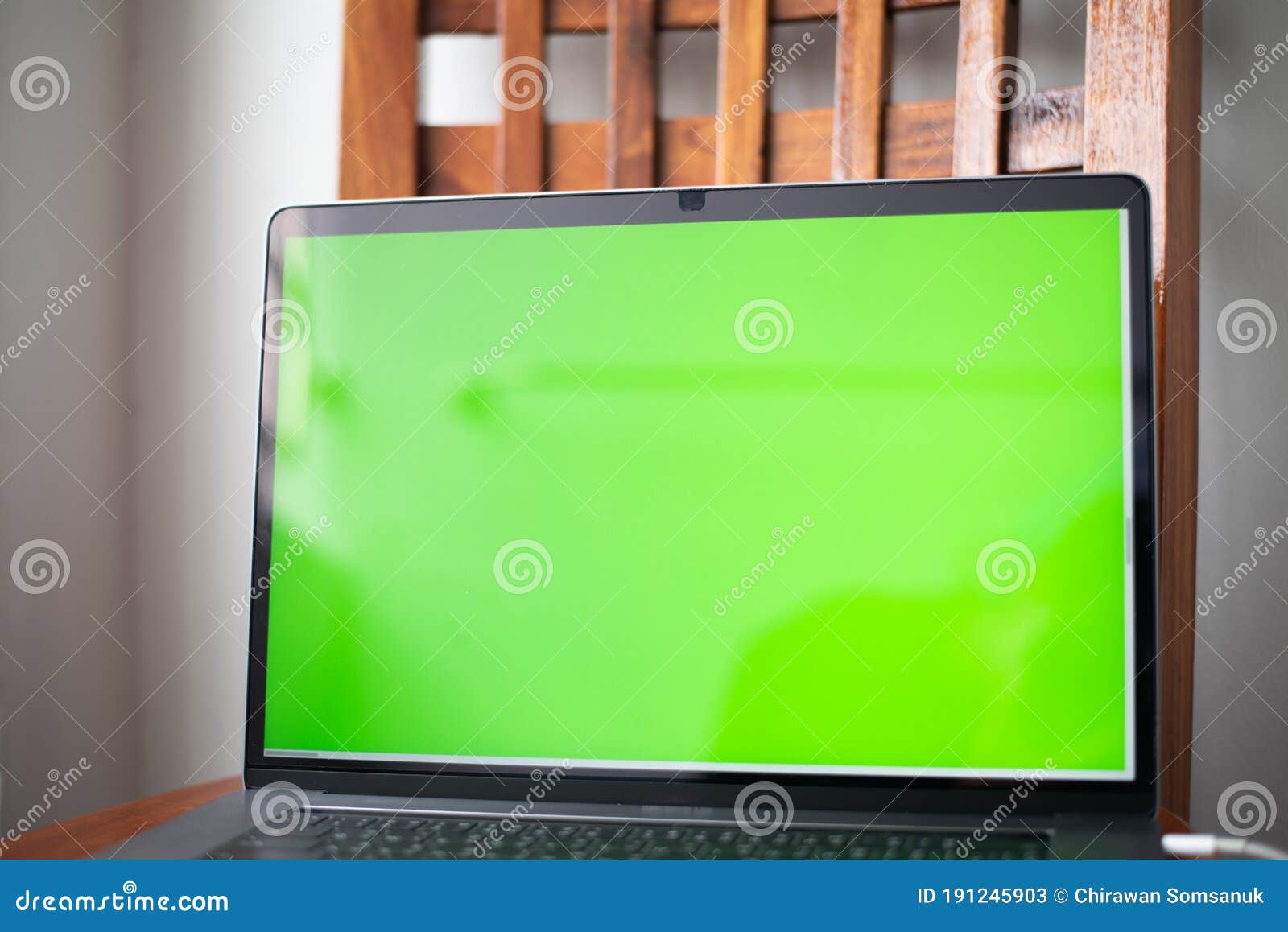 Close Up Laptop with Green Screen Stock Image - Image of evening, blank ...