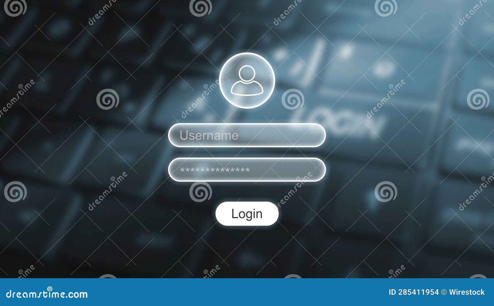 Close-up Of A Laptop Keyboard, With A Login User Interface Onscreen ...