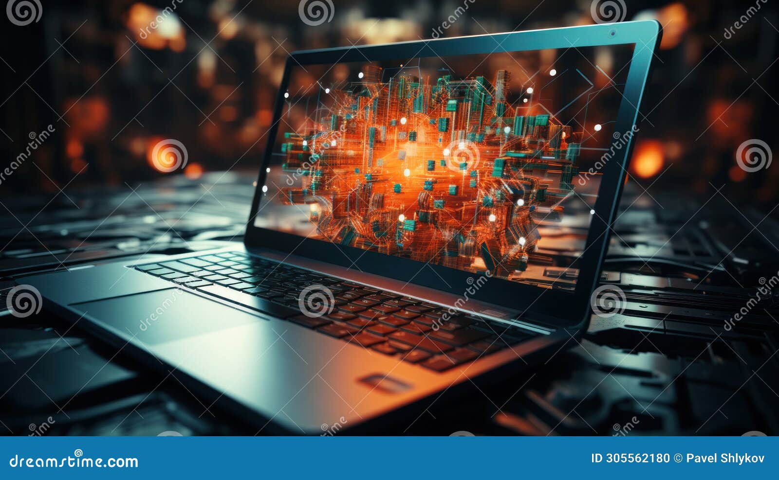 Close Up of Laptop with New Surface Cpu Processor Map on Screen. Stock Photo - Image of internet ...