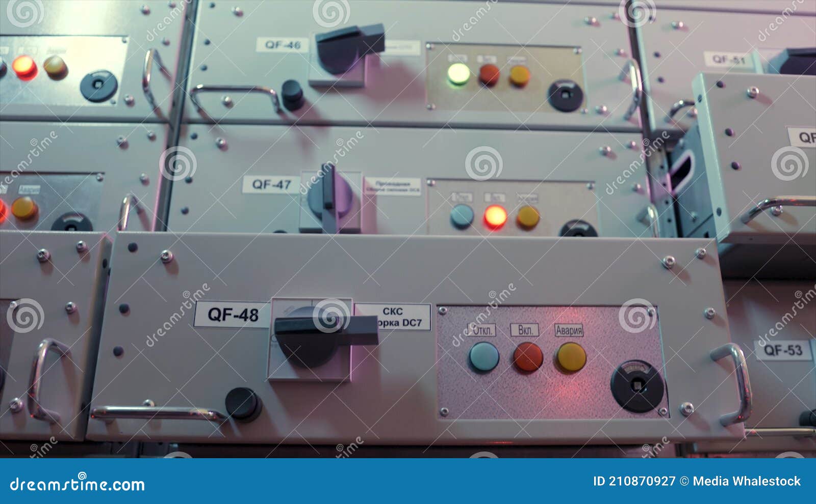 Close Up of Large Grey Control Device Panel with Many Buttons and ...