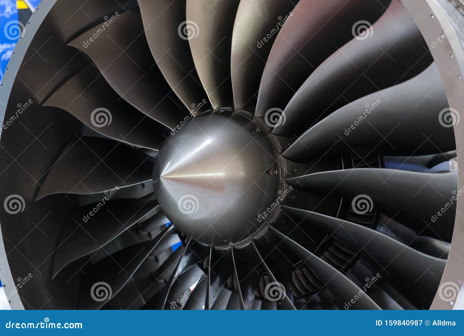 Close-up of a Large Jet Engine Turbine Blades Stock Image - Image of ...