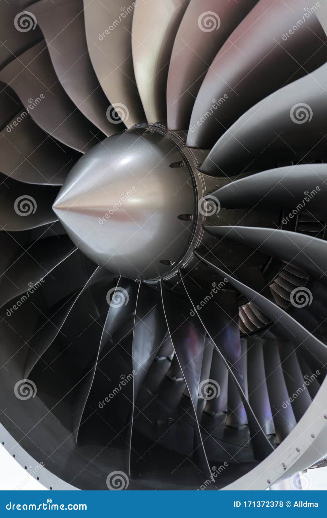 Close-up of a Large Jet Engine Turbine Blades Stock Photo - Image of ...